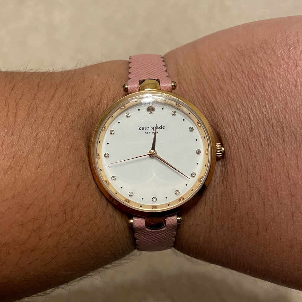 Kate Spade Pink Scalloped Leather Watch - Gem
